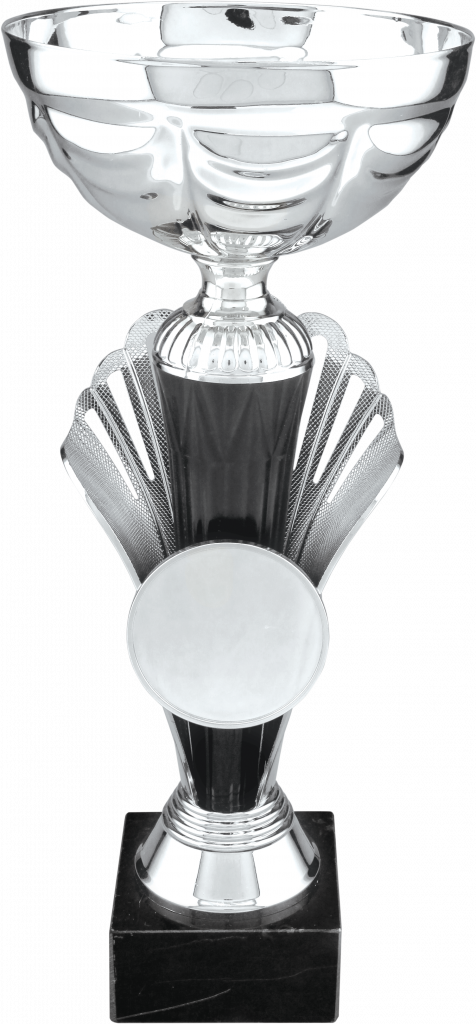 CMC124S Silver Metal Cup W/Black Base 10.75″ - Alpha Specialties